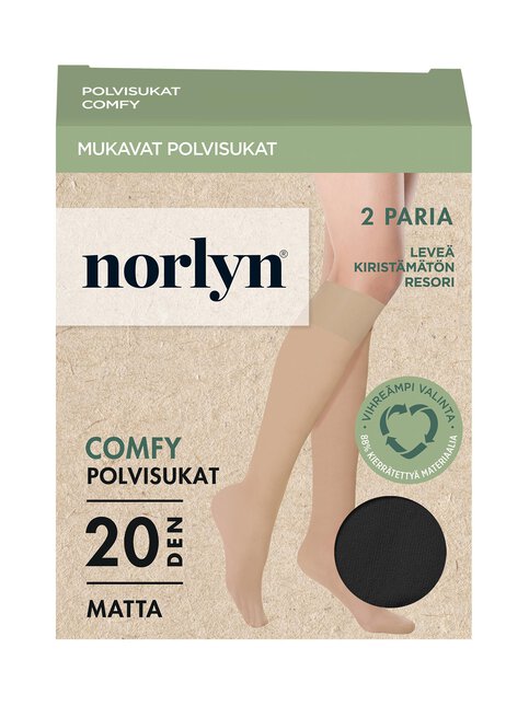 1210 BLACK Norlyn Comfy -polvisukat 20 den, 2-pack |36-41 | Sukat ...