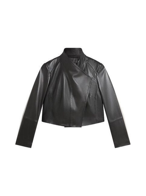 BLACK Ted Baker London Riyoze Cropped Wrap Jacket -nahkatakki | Kevyet ...
