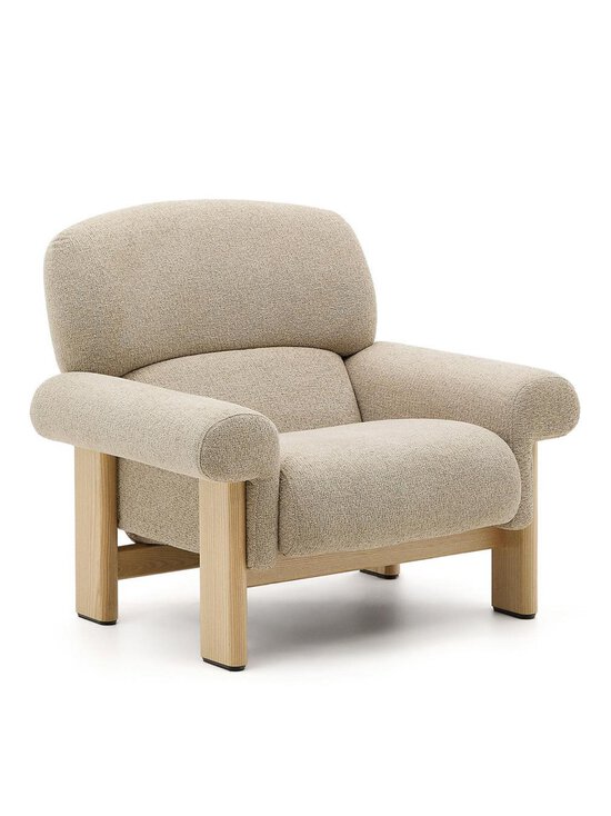 BEIGE Kave Home Cabana-nojatuoli Night-kangas beige / saarni |102 x 111 ...